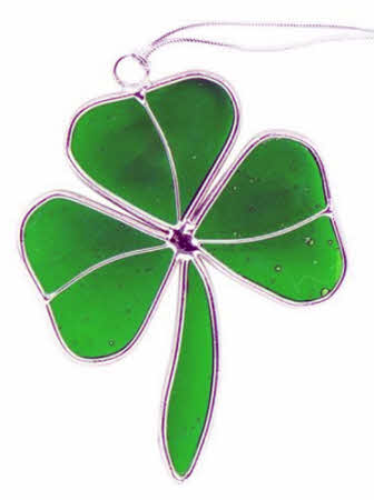 Shamrock Suncatcher Ornament - Irish - Stained Glass