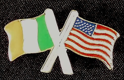 Irish and American Flag Pin - Costume Jewelry