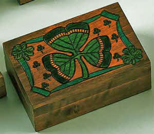 Irish Jewelry Box - Wooden - Shamrock