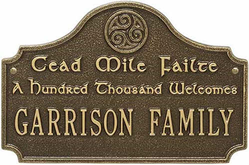 Cead Mile Failte House Sign - Personalized - Irish 3315gg