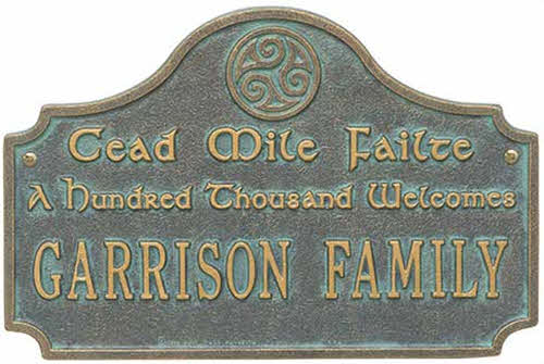 Cead Mile Failte House Sign - Personalized - Irish 3315gg