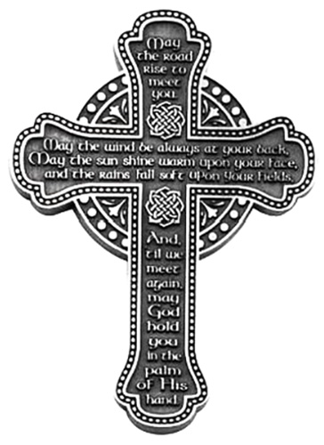 Celtic Wall Cross - Pewter - Irish Blessing