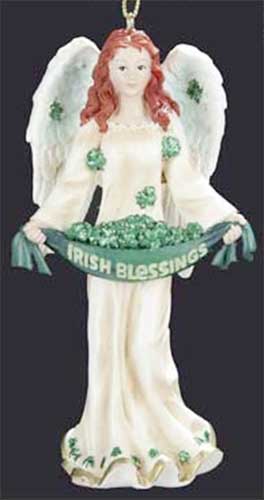 Irish Angel Christmas Ornament - Shamrocks