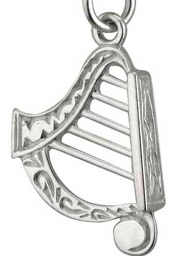 Irish Harp Charm - Sterling Silver