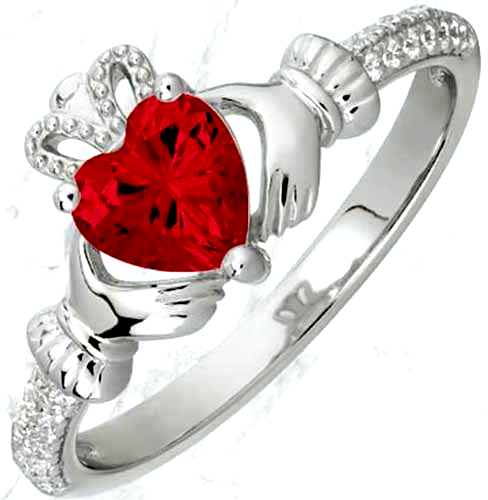 Claddagh Ring - Ruby - Sterling Silver - 21062-7