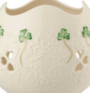 Belleek Candle Holder - Shamrock Lace