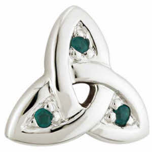 Celtic Earrings - White Gold - Emerald - 3007