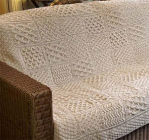 Irish Blanket - Celtic Patchwork - Natural Wool