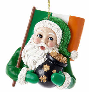 Irish Santa Christmas Ornament - Flag