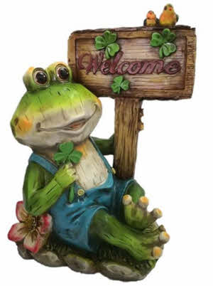 Irish Garden Statue - Welcome - Frog